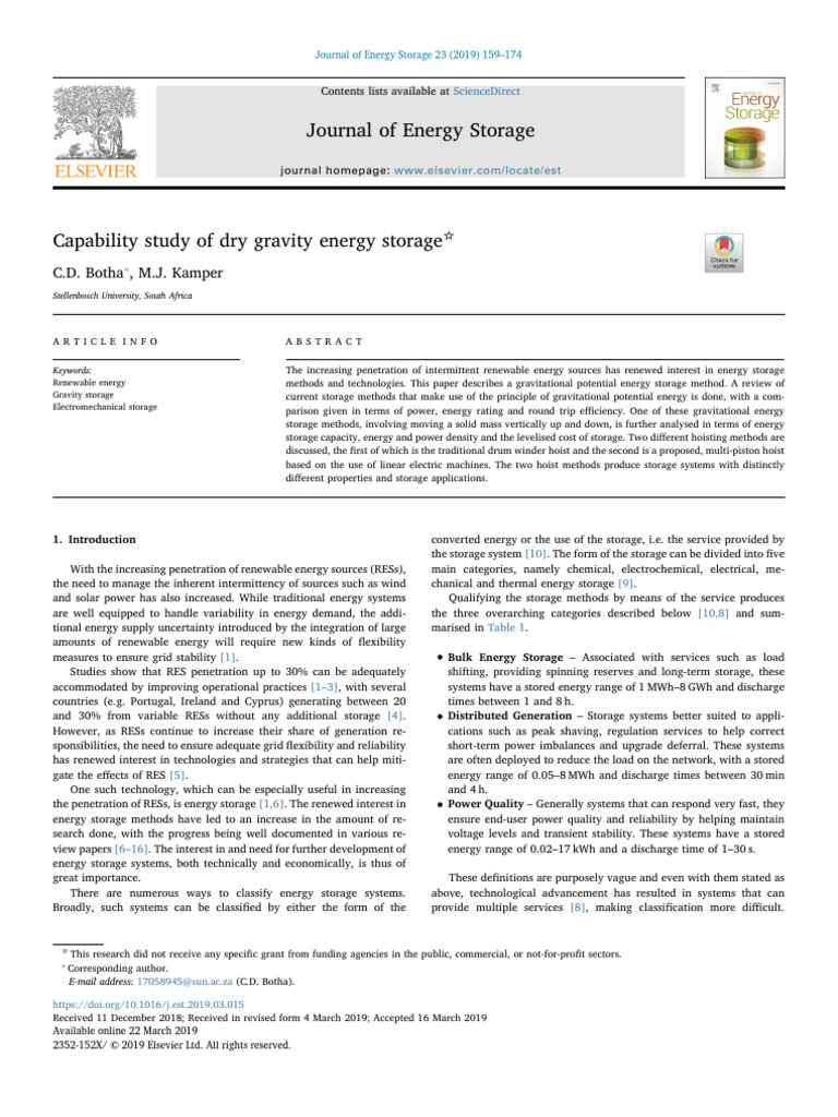 Capability study of dry gravity energy store | PDF | Energy Storage ...