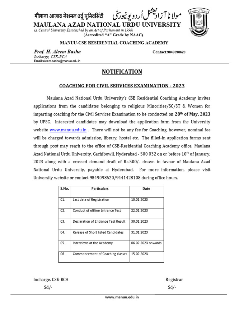 Coaching For Civil Services Examination 2023 | PDF