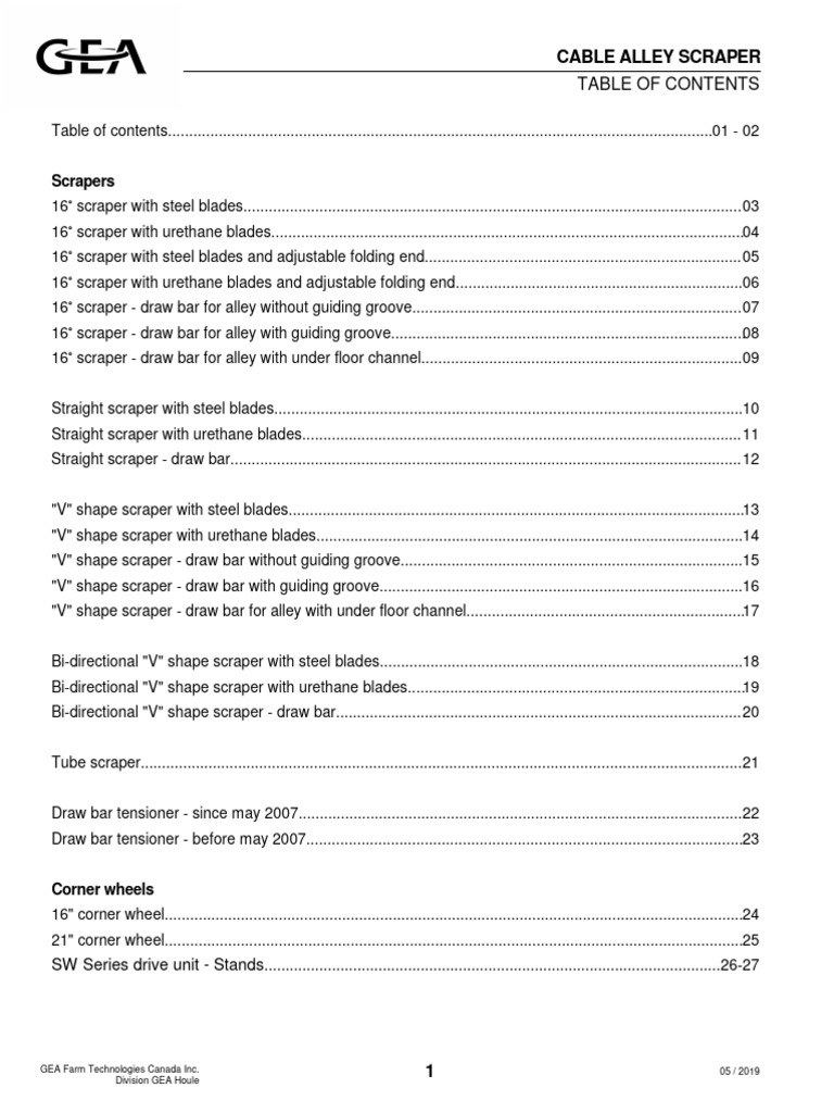 GEA Cable Alley Scraper Manual | PDF | Nut (Hardware) | Screw