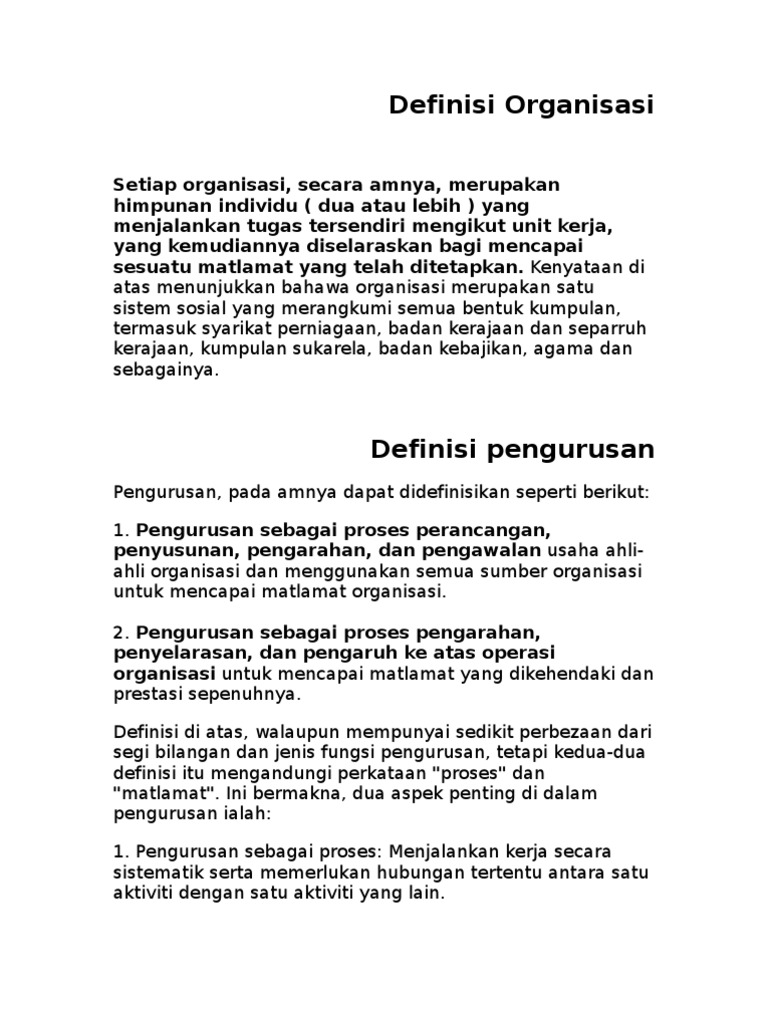 Organisasi Dan Pengurusan | PDF