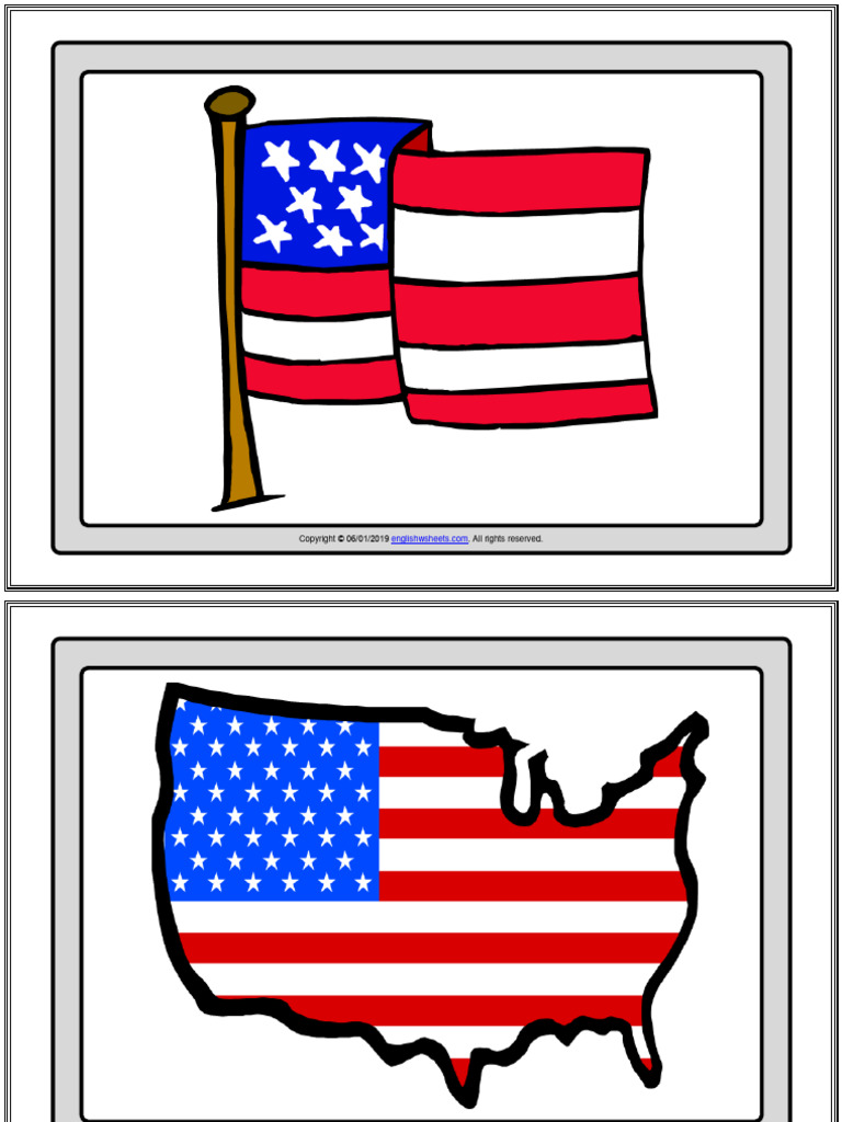 4th of July Vocabulary Esl Printable Flashcards Without Words For Kids ...
