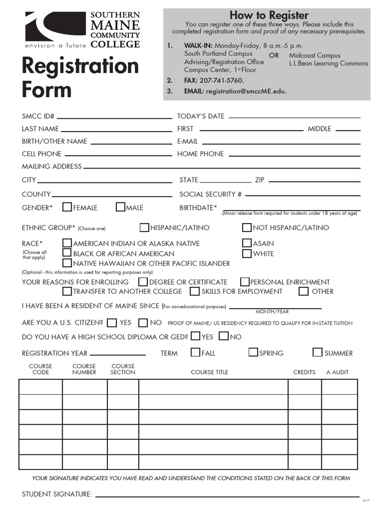SMCC Registration Form Online 3-20-17-kp | PDF | Race And Ethnicity In ...