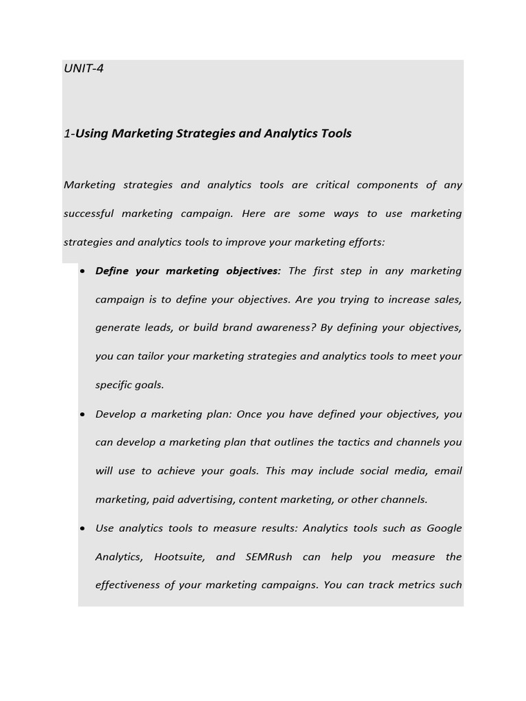 Marketing Strategies and Analytics Tools | PDF | Digital Marketing ...