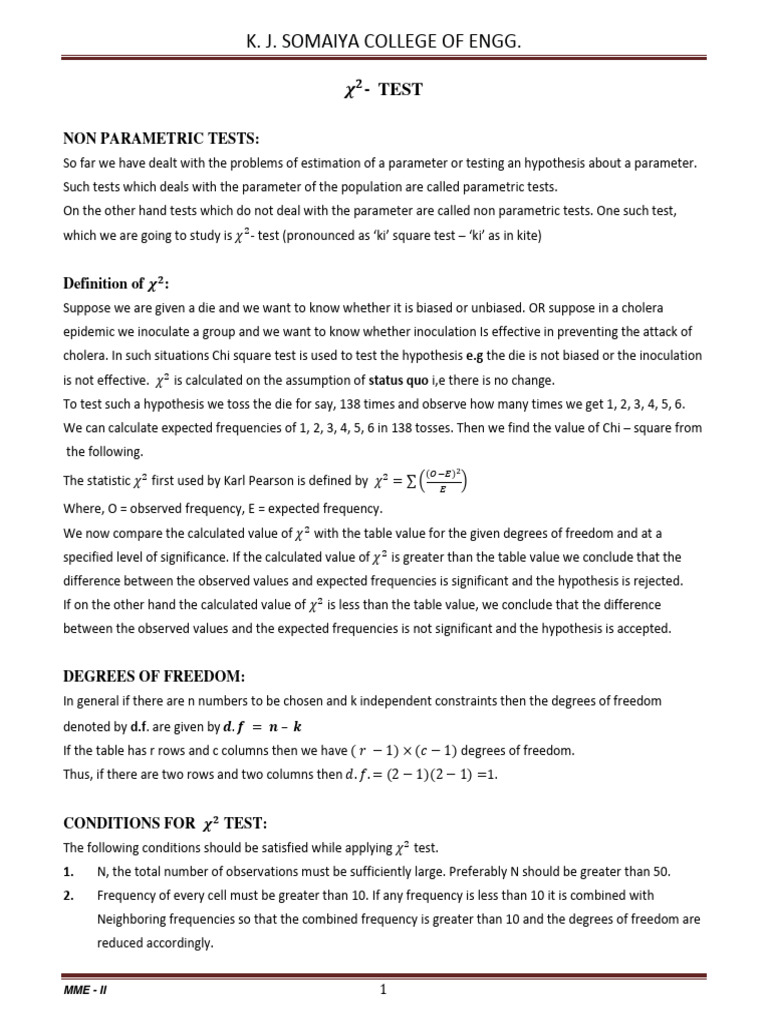 M - 2 Ki-Square Test | PDF | Chi Squared Test | Statistics