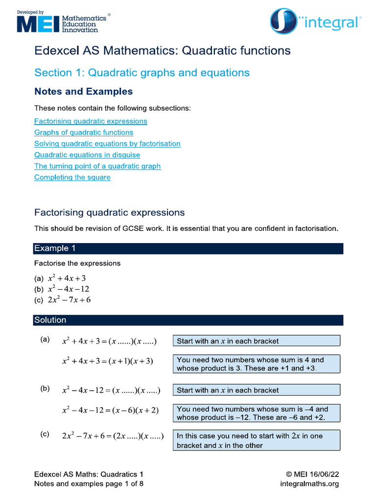 Quadratic Functions | PDF