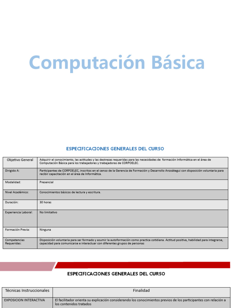 Taller de Computacion Basica | PDF | Hardware de la computadora ...