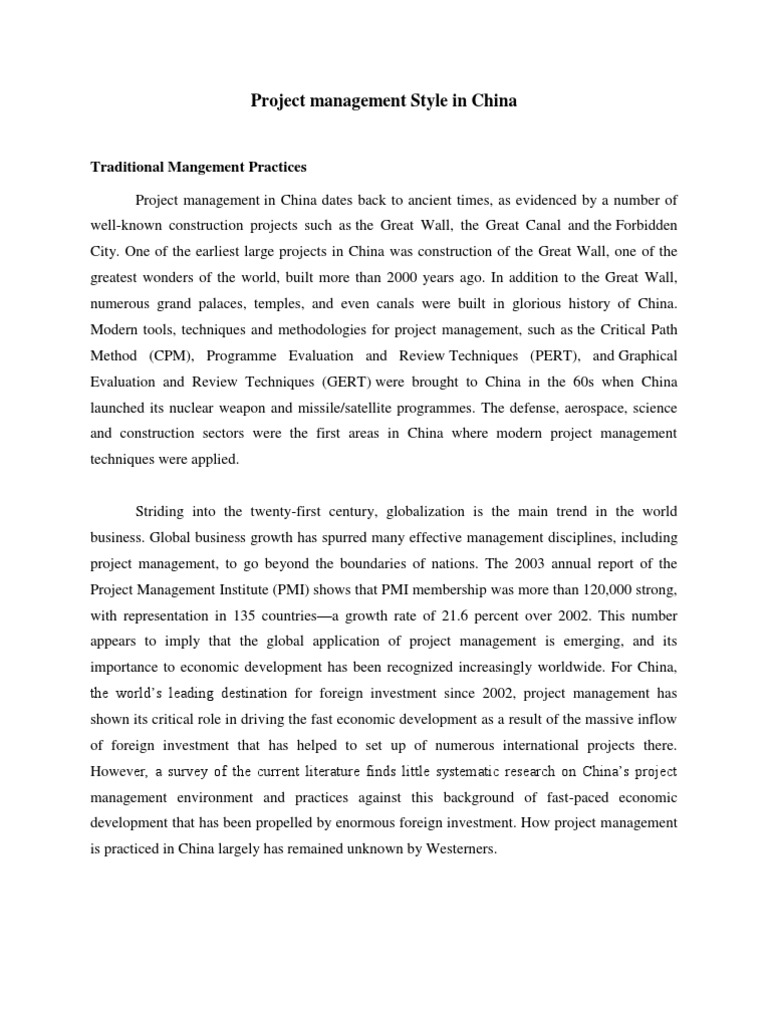 Project Management Style in China | PDF | Project Management | China