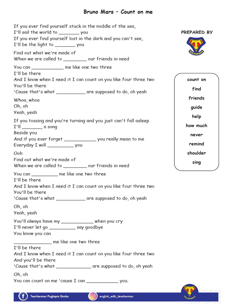 Bruno Mars - Count on Me Lyrics Analysis | PDF | Language Arts & Discipline