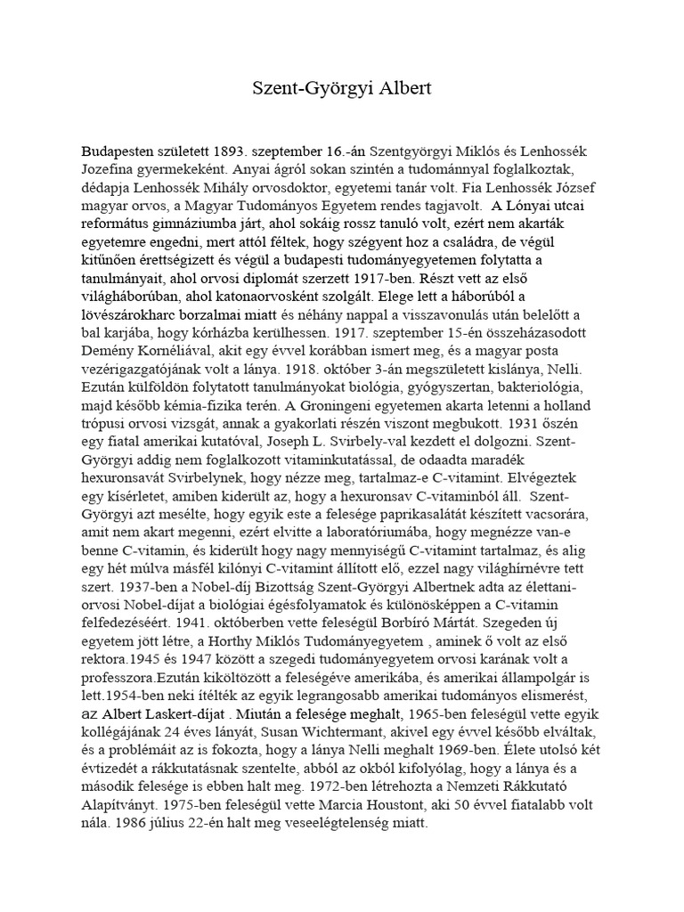 Szent-Györgyi Albert | PDF