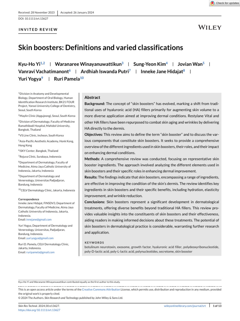 Skin Boosters Definitions and Varied Classifications | PDF | Wound Healing | Extracellular Matrix
