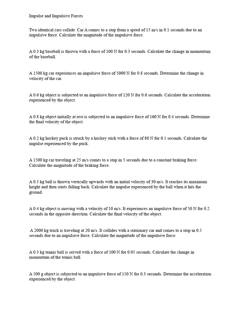 Impulse and Impulsive Forces | PDF