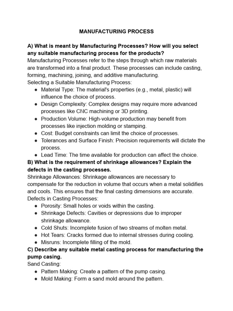 MANUFACTURING PROCESS IMP NOTES | PDF | Extrusion | Rolling (Metalworking)