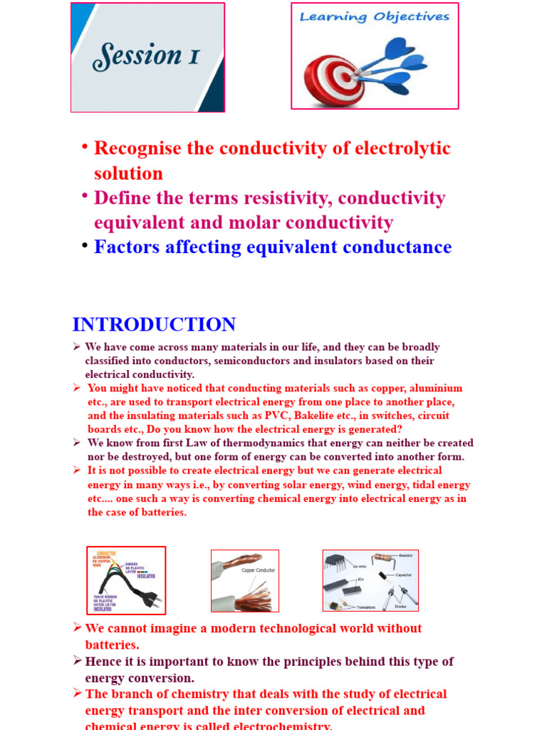 Session 1 Electrochemistry | PDF | Electrical Resistivity And ...
