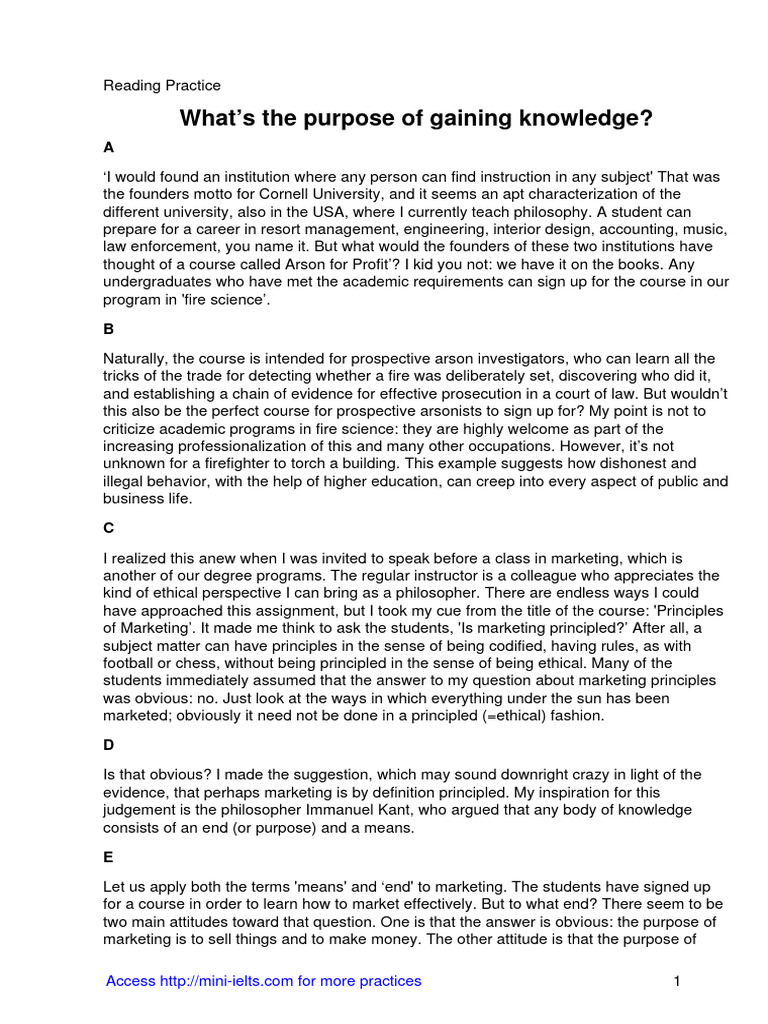 whats-the-purpose-of-gaining-knowledge | PDF | Arson | Crime & Violence