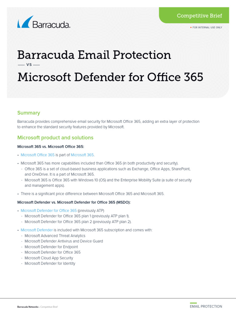 Email Protection Competitive Brief - Microsoft Defender For Office 365 ...