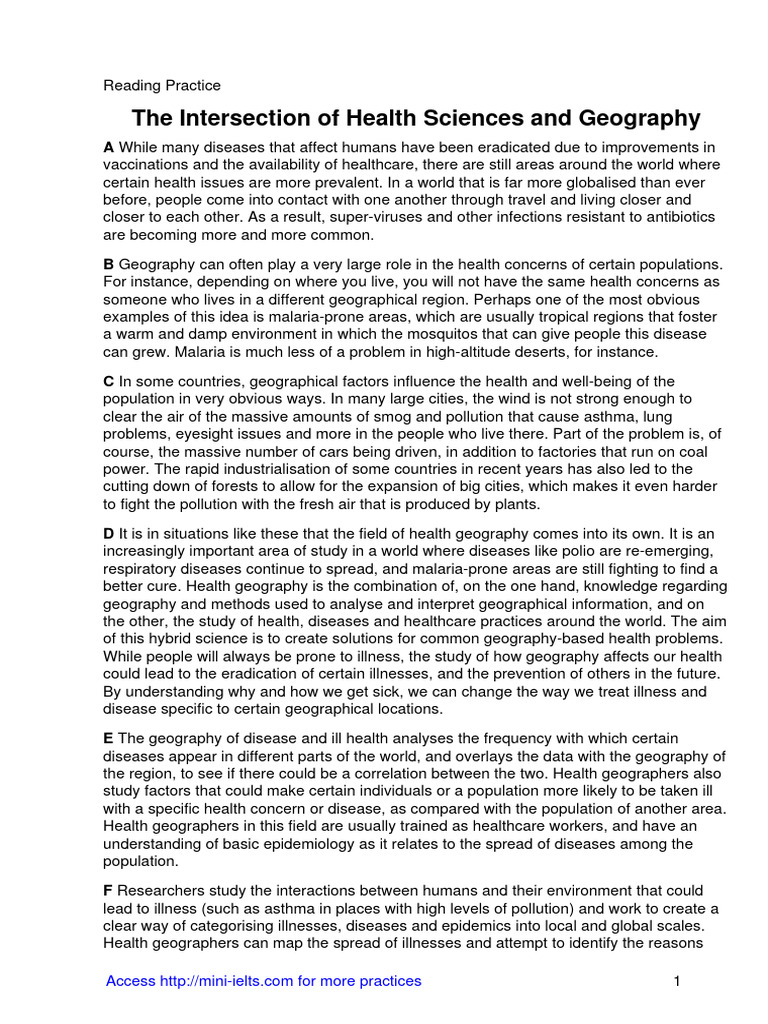 The Intersection of Health Sciences and Geography | PDF | Health Care ...