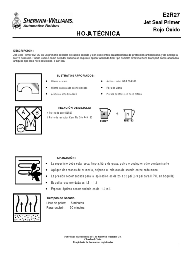 Jet Seal Primer E2R27: Guía de Aplicación | PDF