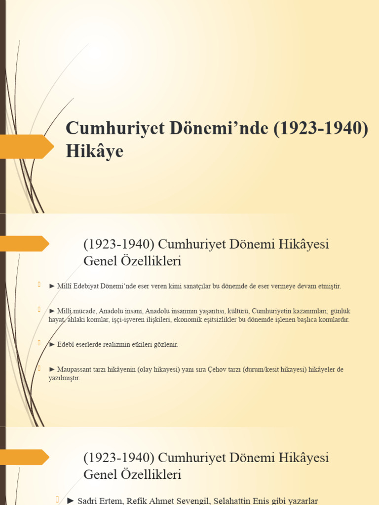 Cumhuriyet Dönemi'Nde (1923-1940) Hikâye | PDF