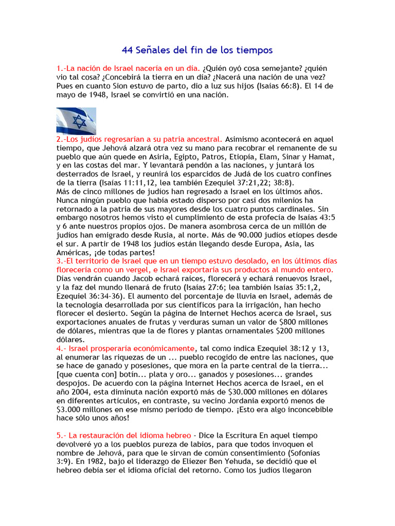 44 Señales Del Fin de Los Tiempos | PDF | Europa | Israel