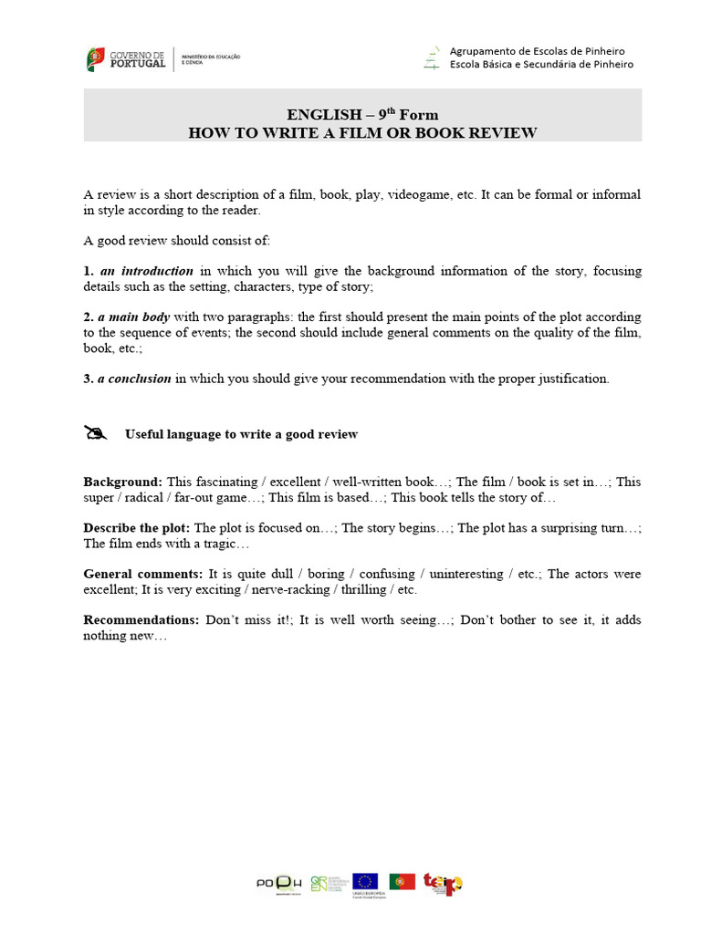 Guidelines To Write A Film Review - 9th Form | PDF