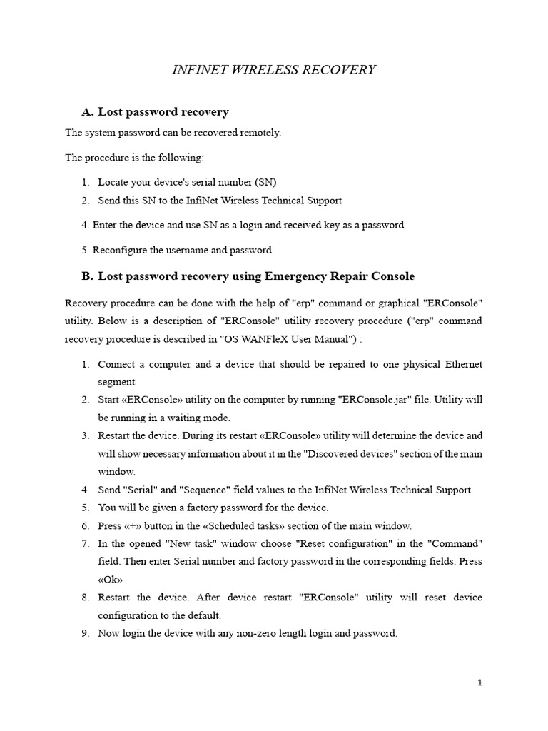 InfiNet Password Recovery Guide | PDF | Password | Computer Engineering