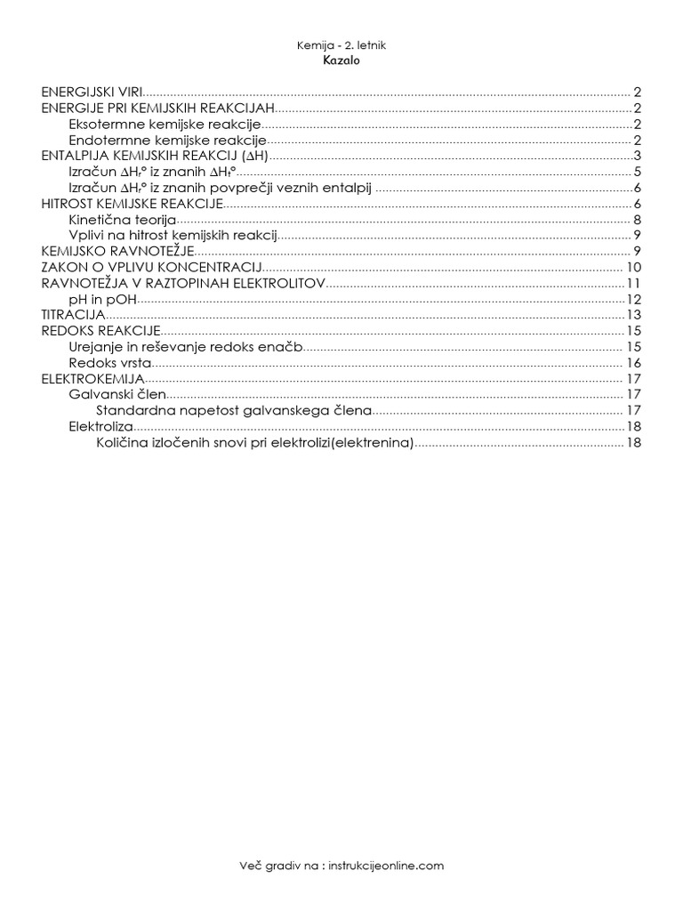 Kemija Snov 2.letnik | PDF