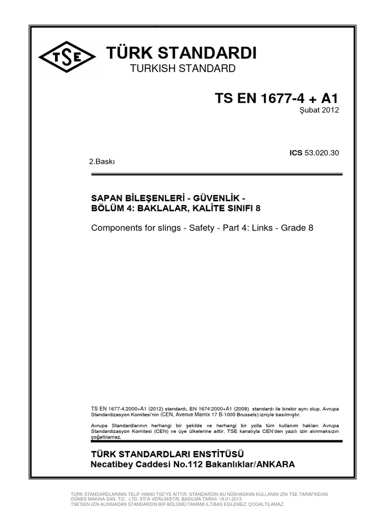 Türk Standardi: TS EN 1677-4 + A1 | PDF