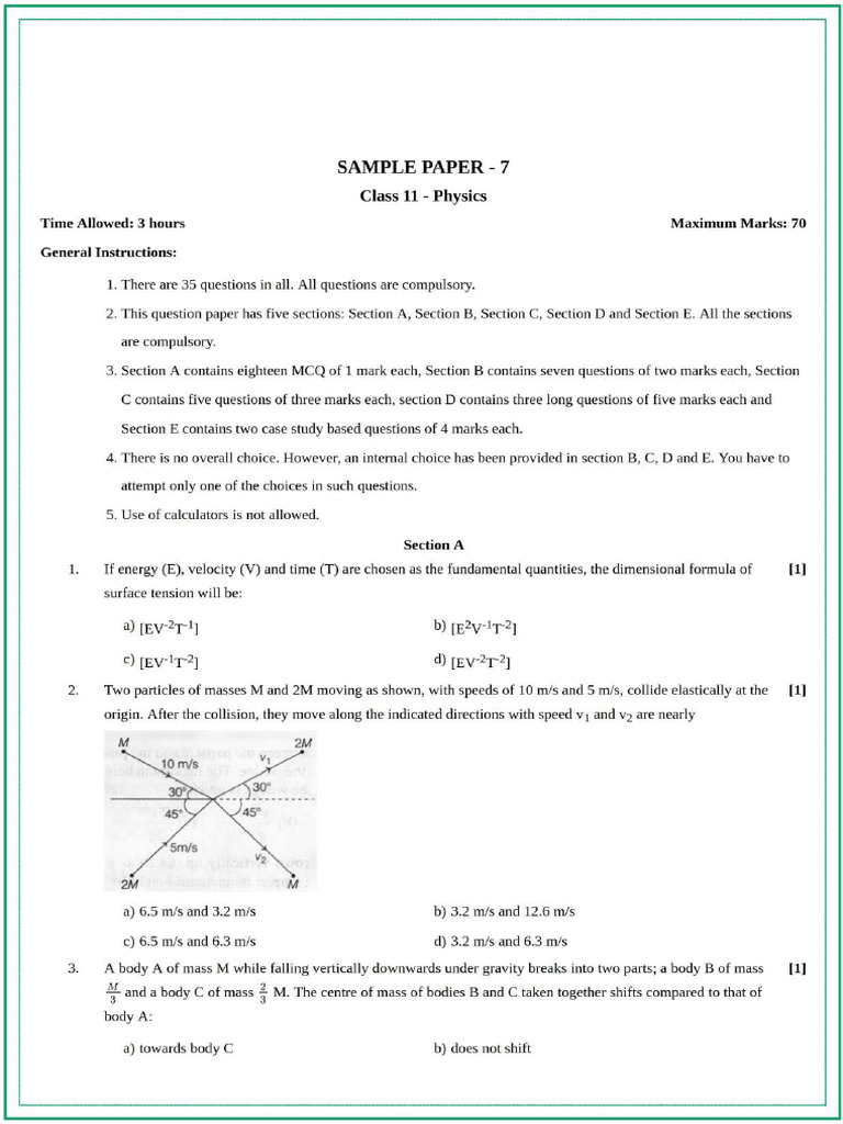 Sample Paper Class 11 English | PDF