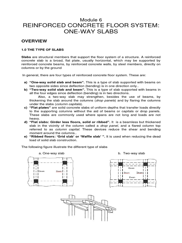 One-Way Reinforced Concrete Slabs | PDF | Beam (Structure) | Bending