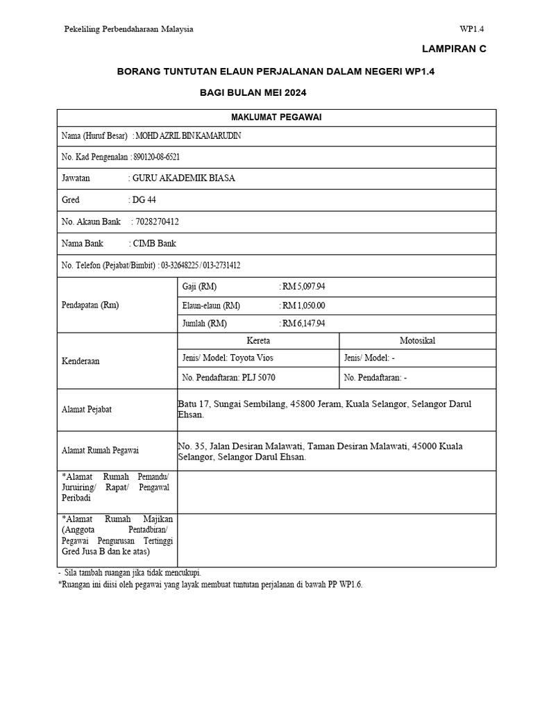 Borang TNT Baru 2024 | PDF