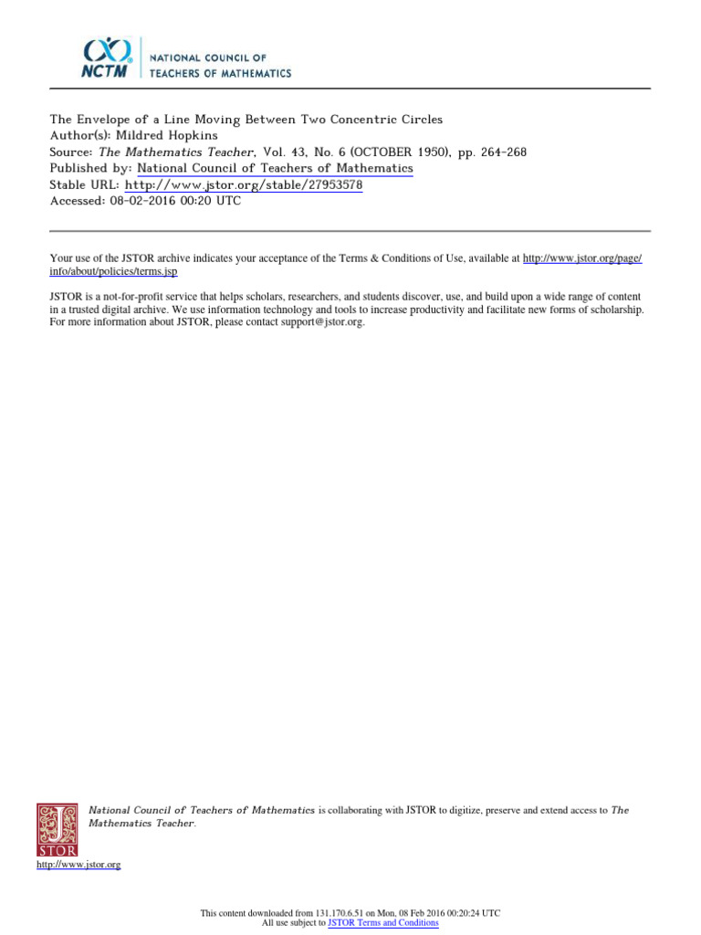 The Envelope of A Line Moving Between Two Concentric Circles | PDF ...