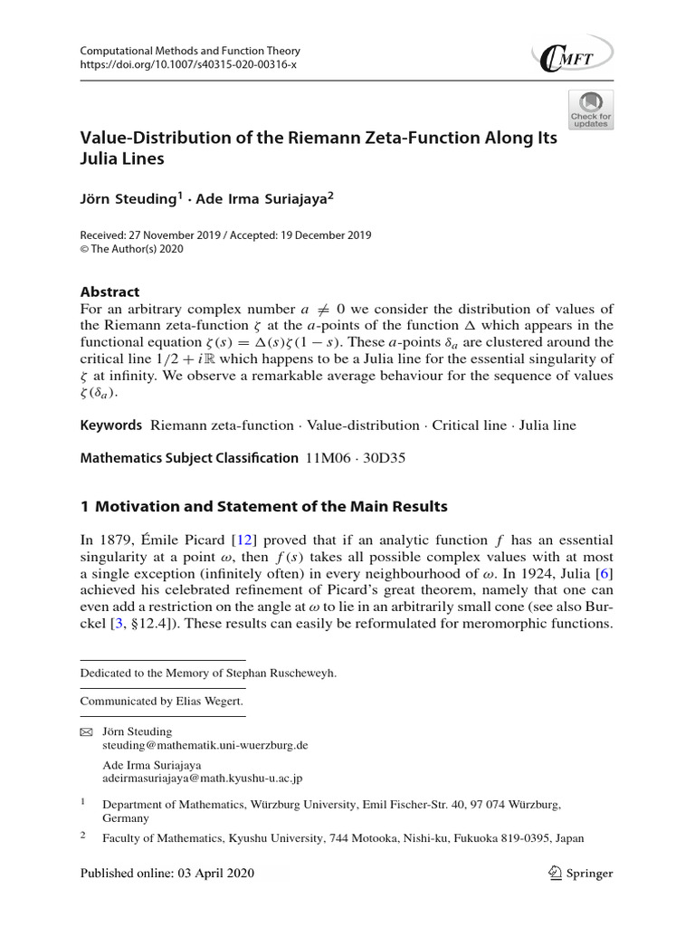 Value-Distribution of The Riemann Zeta-Function Al | PDF | Mathematical ...