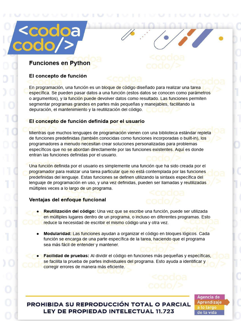 Material Imprimible (7) Funciones 1 | PDF | Lenguaje de programación ...