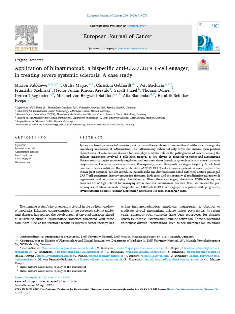 Blinatumomab, A Bispecific Anti CD3 | PDF | Autoimmune Disease ...