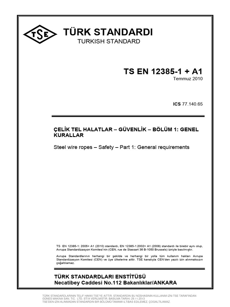 Türk Standardi: TS EN 12385-1 + A1 | PDF