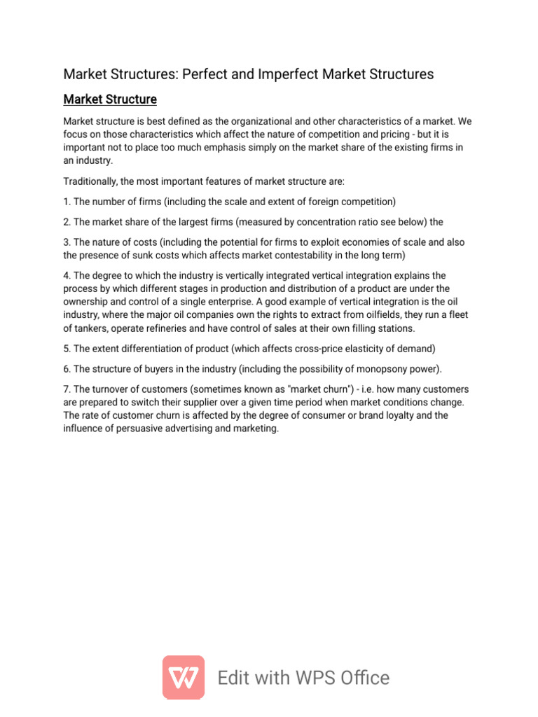 Market Structures Unit 4 | PDF | Monopoly | Oligopoly