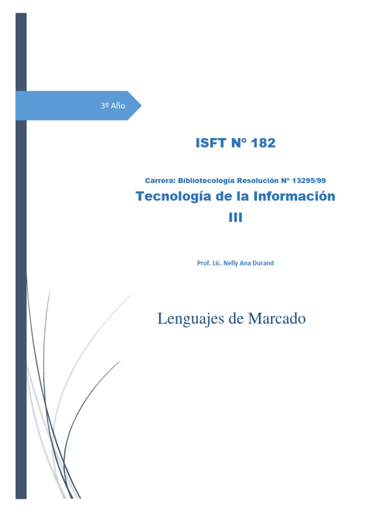 Modulo Lenguaje de Marcado | PDF | HTML | Xml Modulo Lenguaje de Marcado | PDF | HTML | Xml