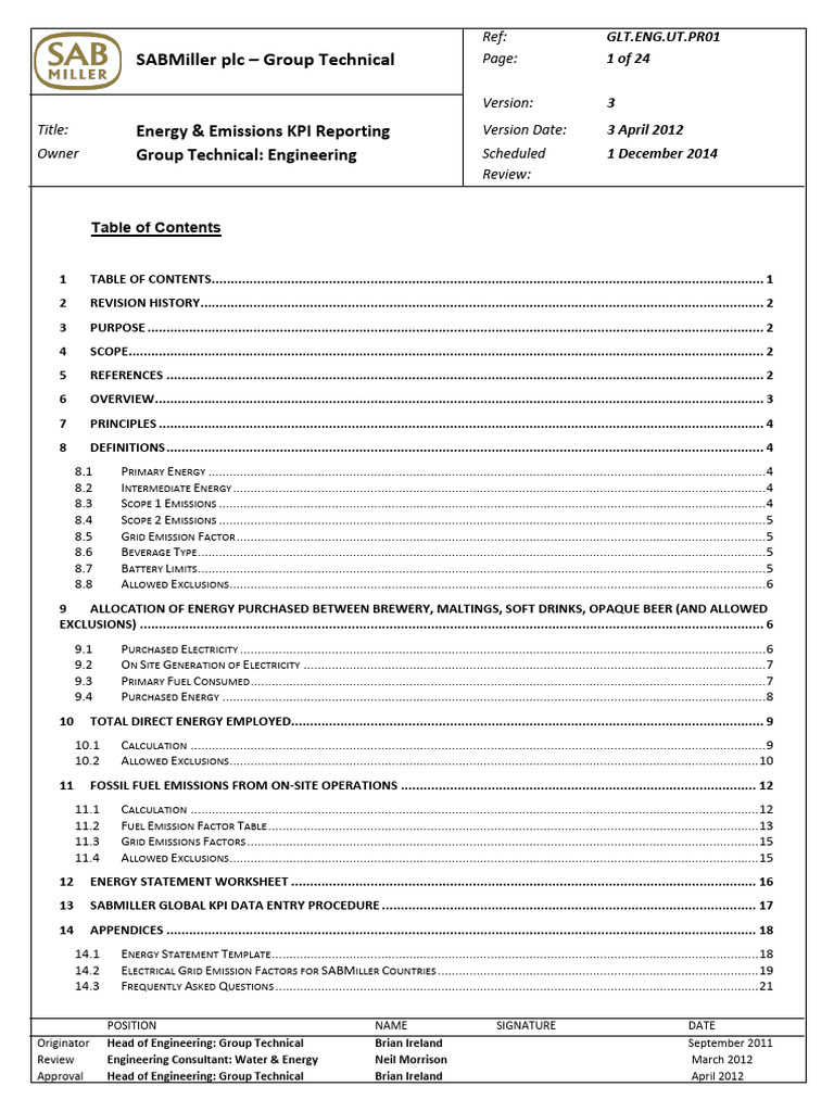 GLT ENG UT PR01 - Energy KPI Measurement - v03 | PDF | Fuels ...