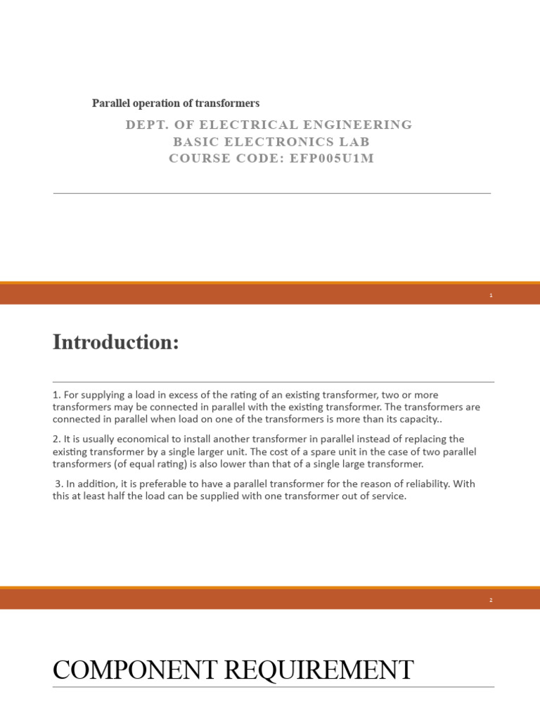 Experiment 3 parallel operation of transformer | PDF | Transformer ...