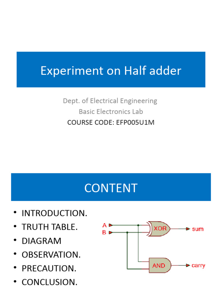 Experiment 2-Half_adder | PDF