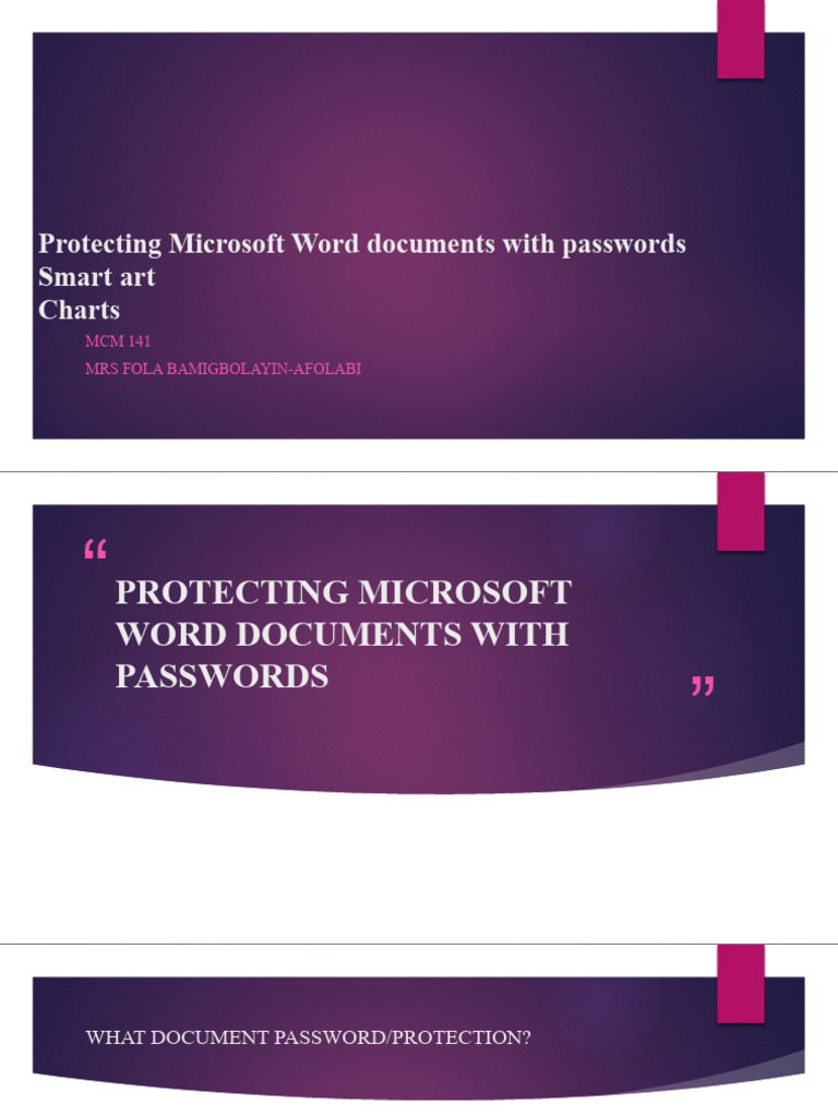 MCM 141 Protecting With Passwords SMART ART CHART | PDF | Microsoft ...