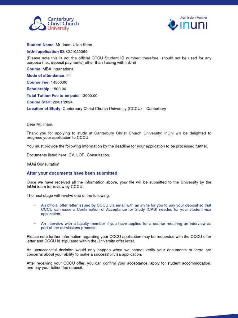 CCCU MBA International Admission Details | PDF | Career & Growth | Business