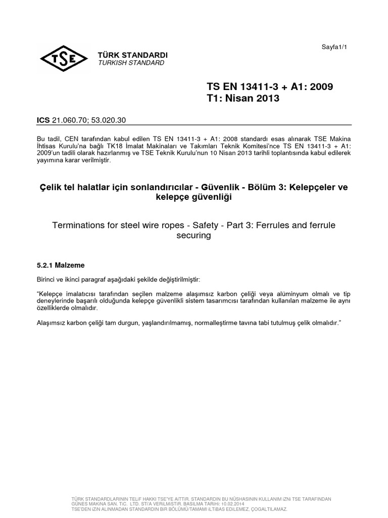 TS EN 13411-3 + A1: 2009 T1: Nisan 2013 | PDF
