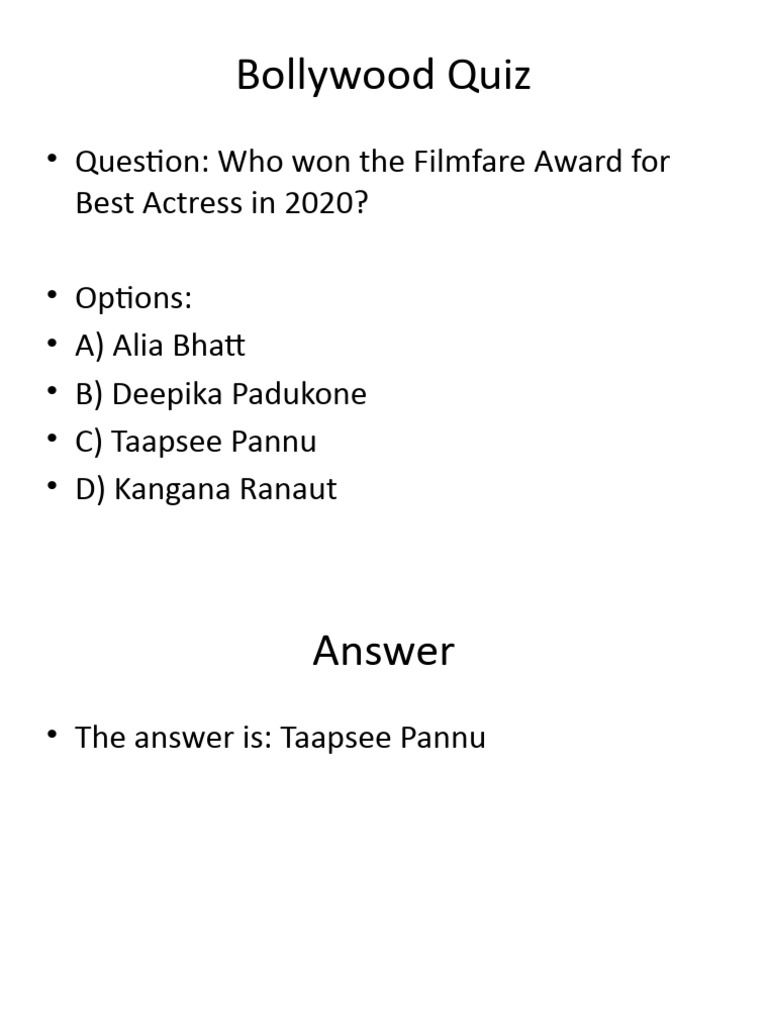 Bollywood Quiz Theme Fun Friday | PDF