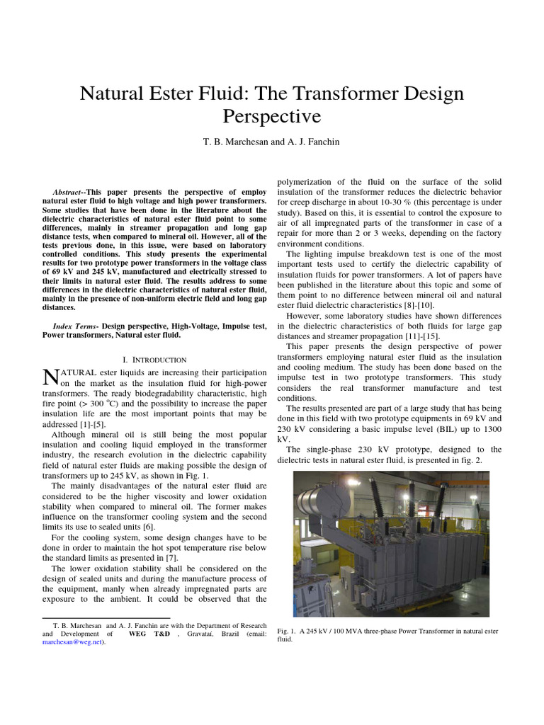 Natural Ester Fluid The Transformer Design Perspective | PDF ...