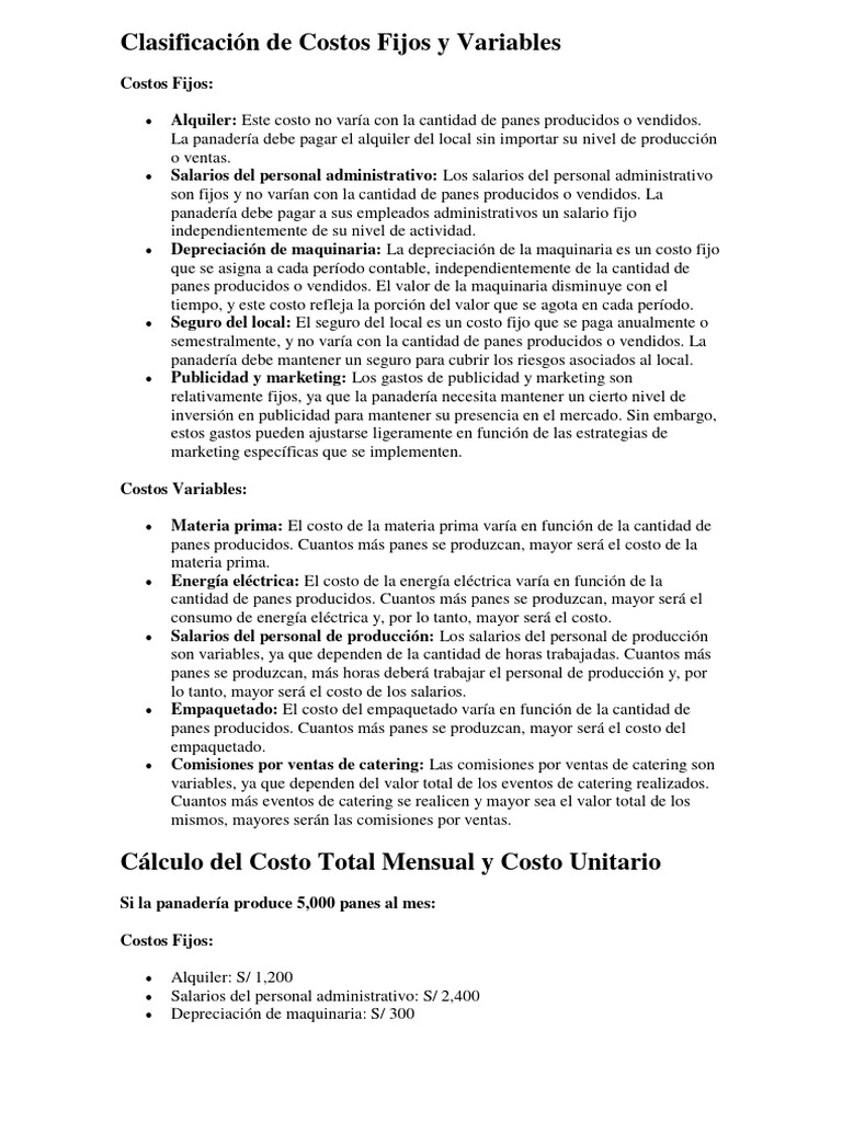 Clasificación de Costos Fijos y Variables | PDF | Uso eficiente de energía | Economias