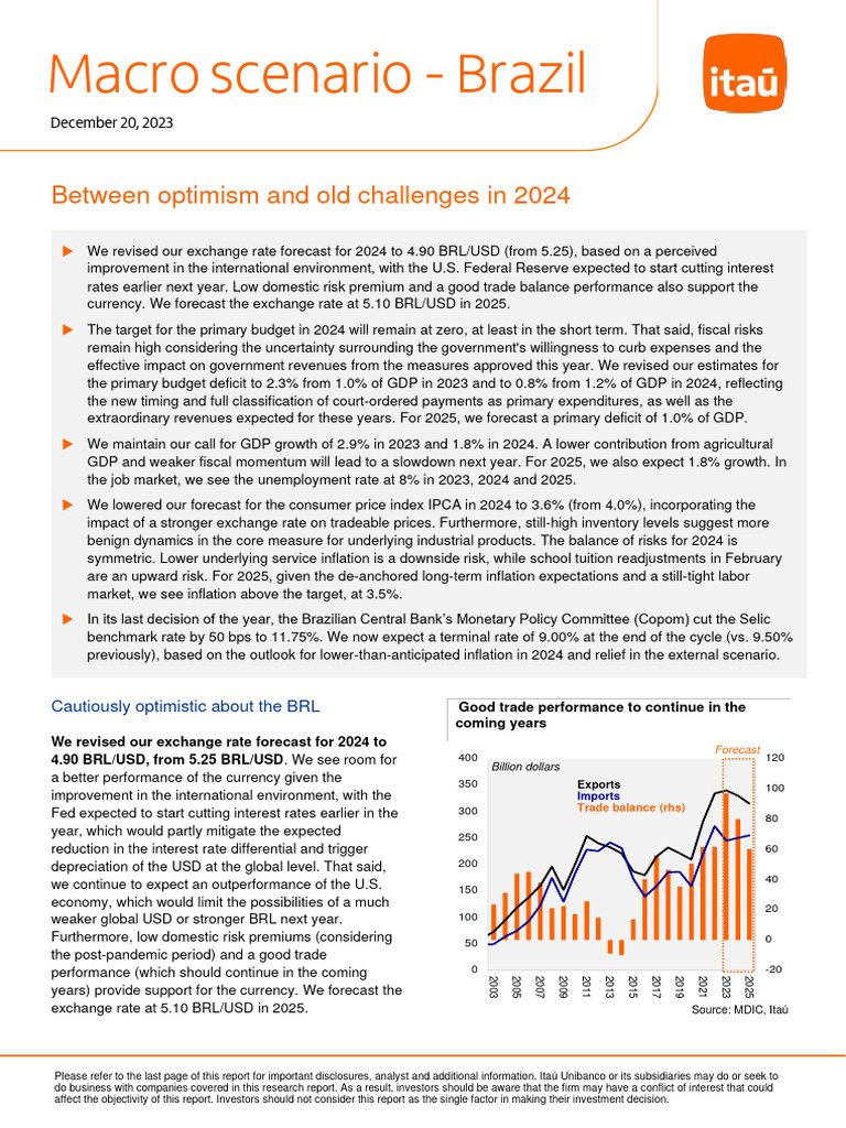 Macro Scenario - Brazil December 2023 | PDF | Government Budget Balance ...