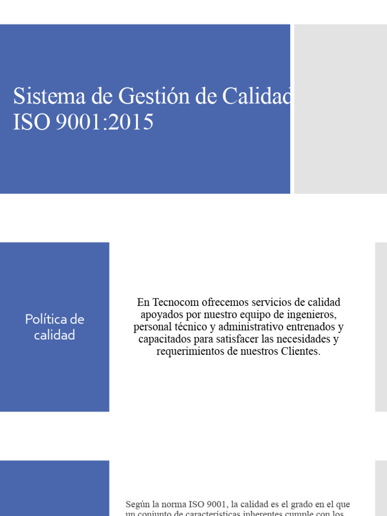 Sistema de Gestión de Calidad ISO 9001 | Descargar gratis PDF | Calidad (comercial) | Sistema de ...