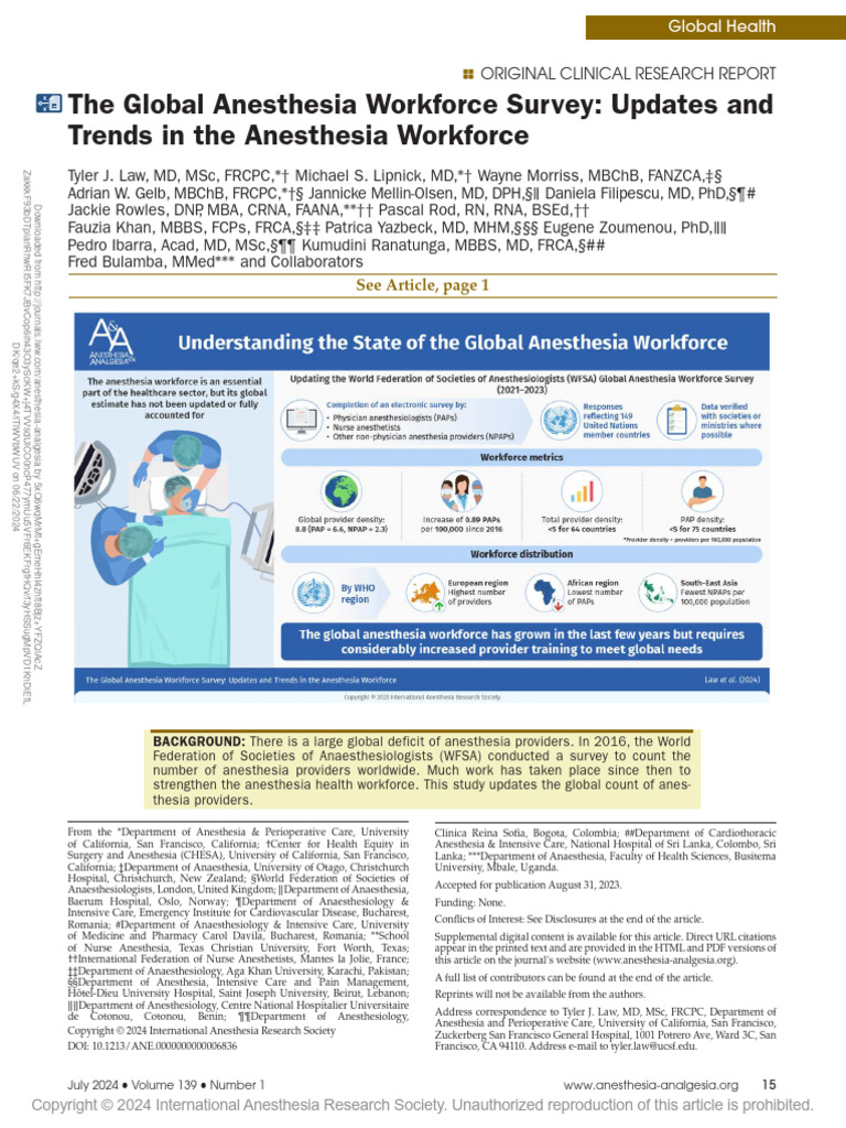 The Global Anesthesia Workforce Survey Updates.3 | PDF | Health Care ...