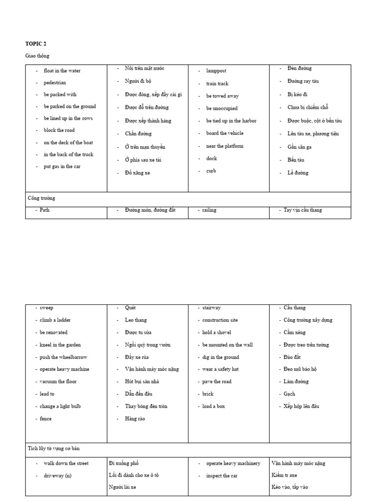 T V NG Topic 2 Và 3 | PDF